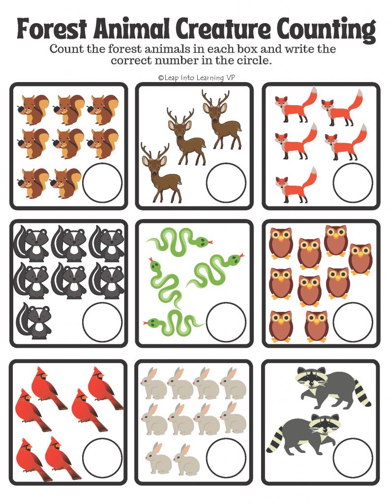 Forest Animals Themed Learning Packet – Leap Into Learning